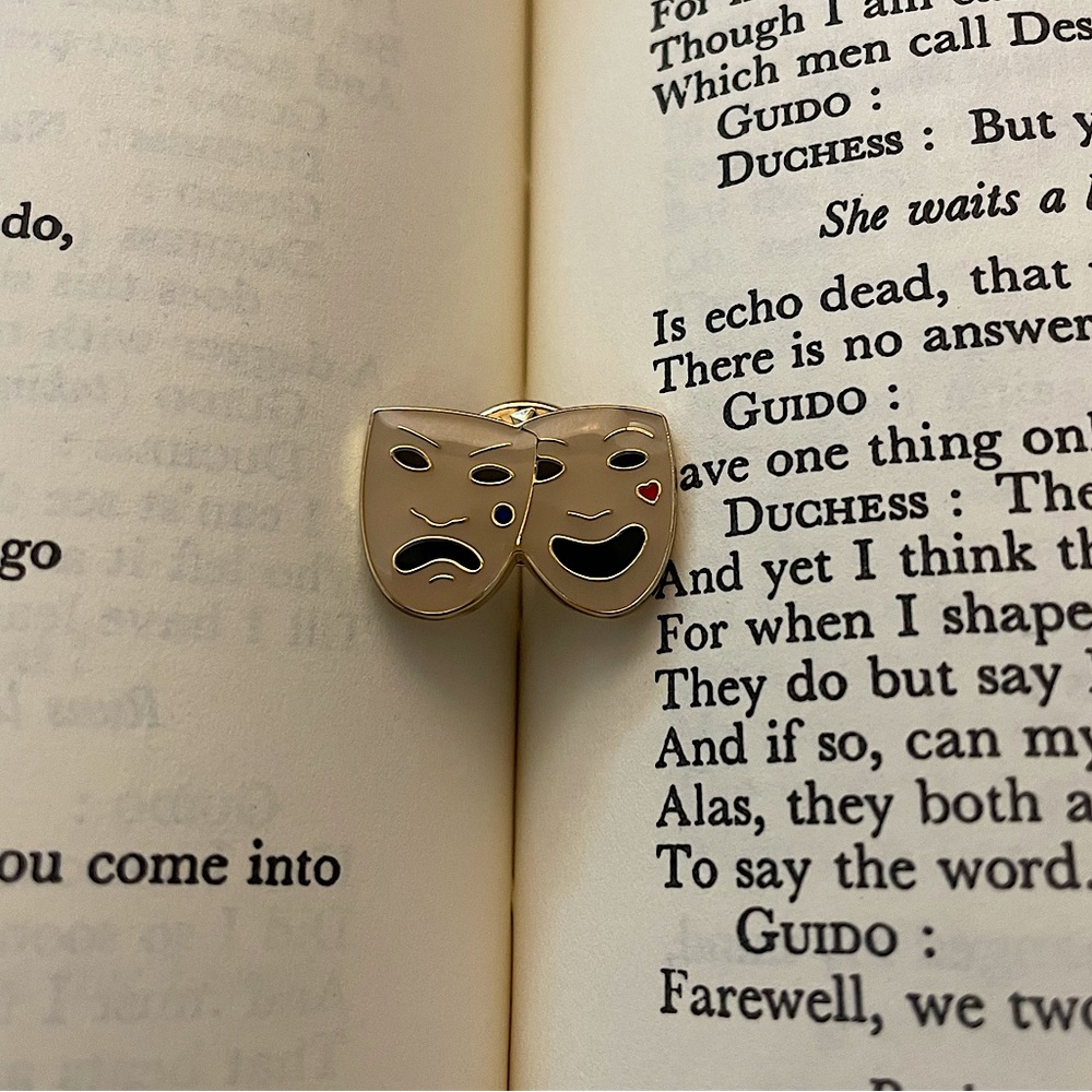 Burberry Happy/Sad Theater Face Pin - Gem